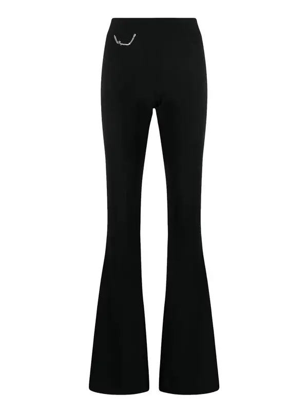 Dsquared2 Flared Trousers With Logo Chain - Black