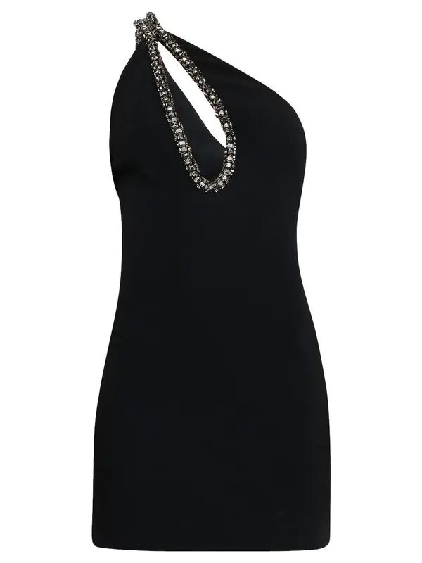 Roberto Cavalli Rhinestone Cutout One-shoulder Mini Dress - Nero 191101