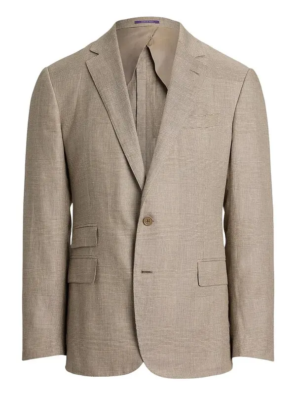 Ralph Lauren Kent Glen Plaid Linen And Mulberry Silk Sport Coat - Truffle