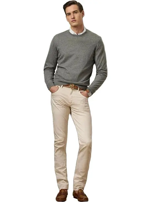 Ralph Lauren Purple Label Cashmere Crewneck Sweater - Light Grey Heather