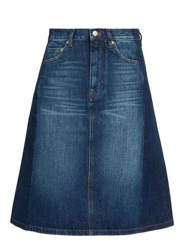 Marc Jacobs Two-tone Denim Midi Skirt - Dark Slub Indigo
