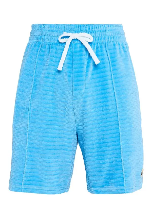 Casablanca Velour Pintuck-pleated Drawstring Shorts - Blue
