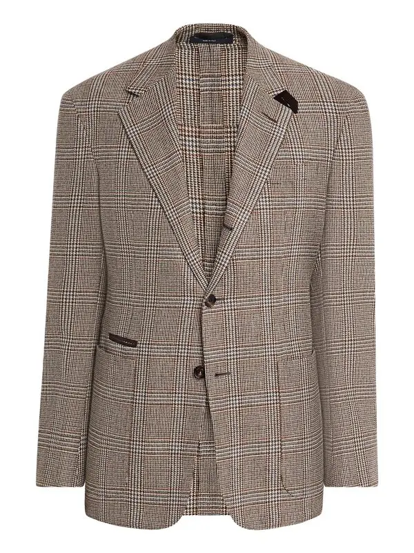 Dunhill Wool And Cashmere Glen Plaid Sport Coat - Mdbrwn