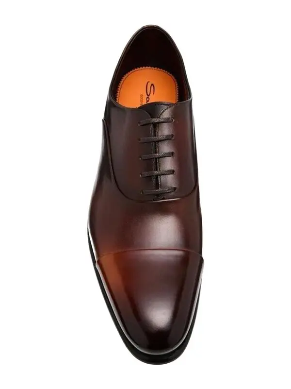 Santoni Isaac Cap-toe Leather Oxford Shoes - Mdbrwn