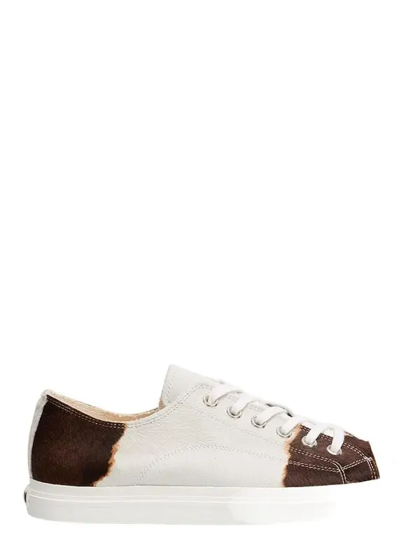 Moschino Edge Calf Hair Cap Toe Sneakers - White