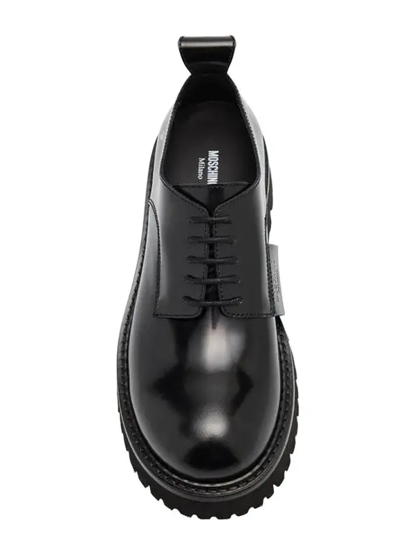 Moschino Leather Derby Shoes With Lug Sole - Black