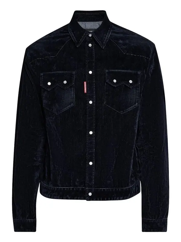 Dsquared2 Flocked Corduroy Trucker Jacket - Navy