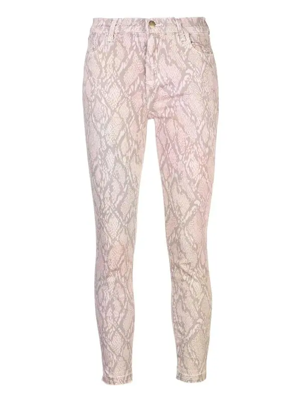 J Brand Snakeskin Print Skinny Jeans - Pink