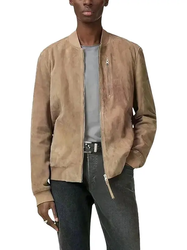 ALLSAINTS Kemble Suede Bomber Jacket - Brown