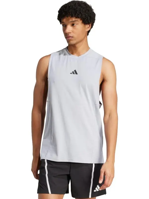 Adidas Training Workout Tank Top - Halo Silver / Black