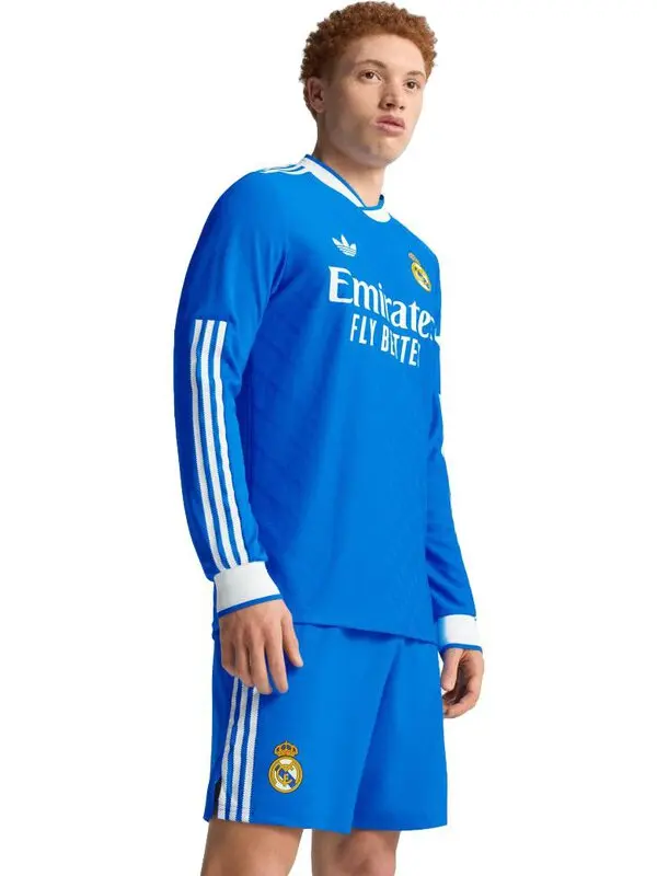 Adidas Real Madrid 25/26 Long Sleeve Third Authentic Jersey - Blue Bird