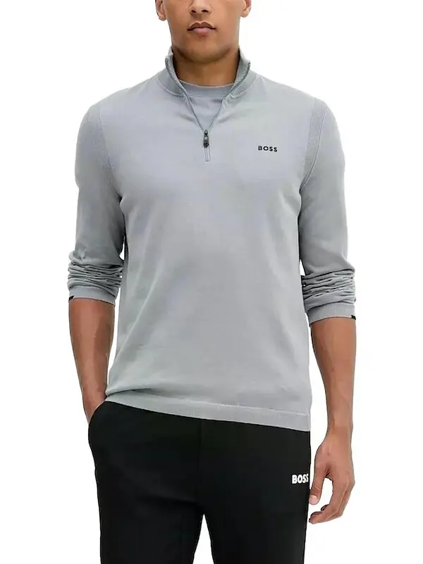 BOSS High-neck Zip-up Sweater - Grey