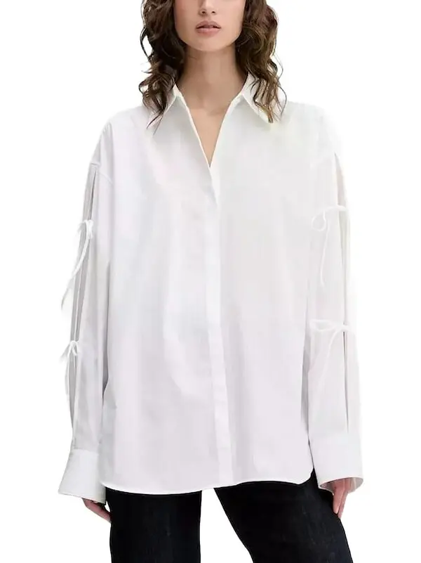 Hugo Slit-sleeve Tie-detail Shirt - White