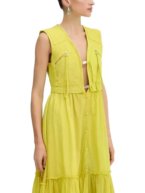 Pinko Tiered Maxi Dress - Yellow