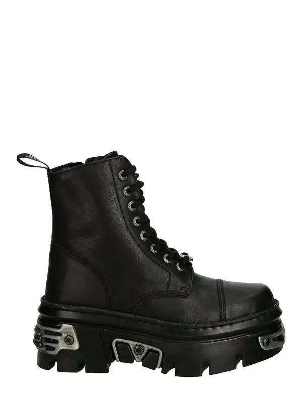 NEW ROCK Lace-up Platform Boots - Black