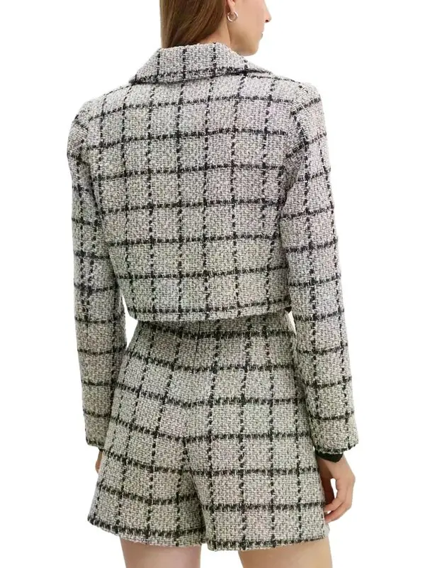 BRUUNS BAZAAR Checked Cropped Blazer - Neutrals