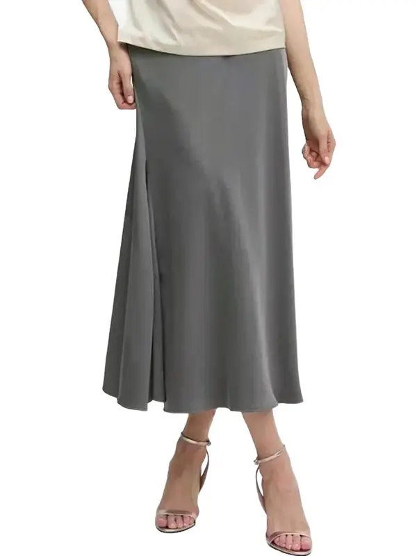 SANDRO FERRONE Satin A-line Midi Skirt - Grey