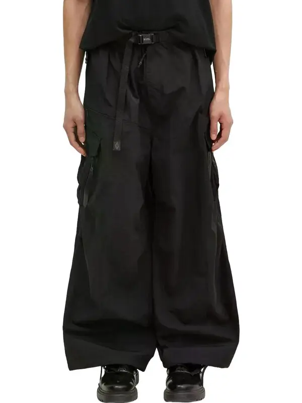 MANASTASH Belted Wide Leg Cargo Trousers - Black