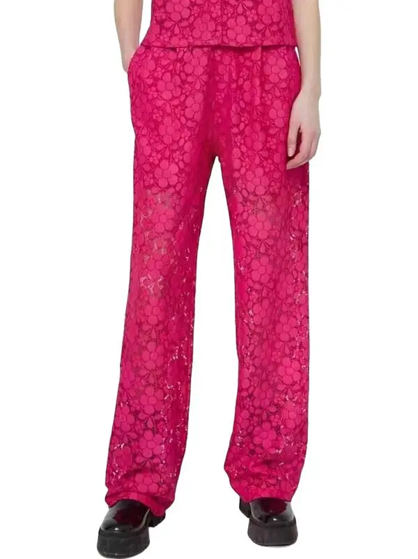 Desigual Floral Lace Trousers - Pink