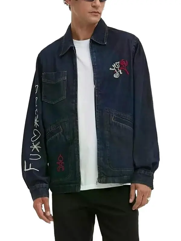 Desigual Logo-embroidered Denim Jacket - Blue