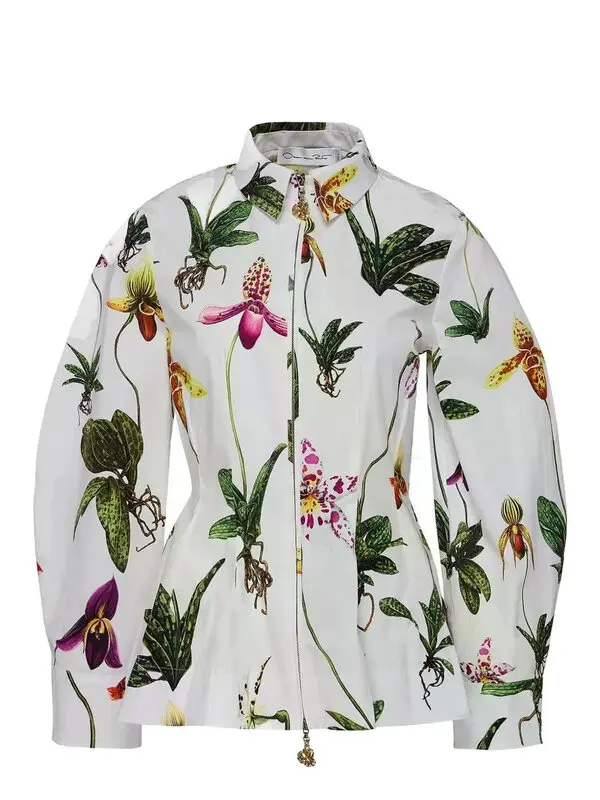 Oscar De La Renta Orchid-print Shirt - White