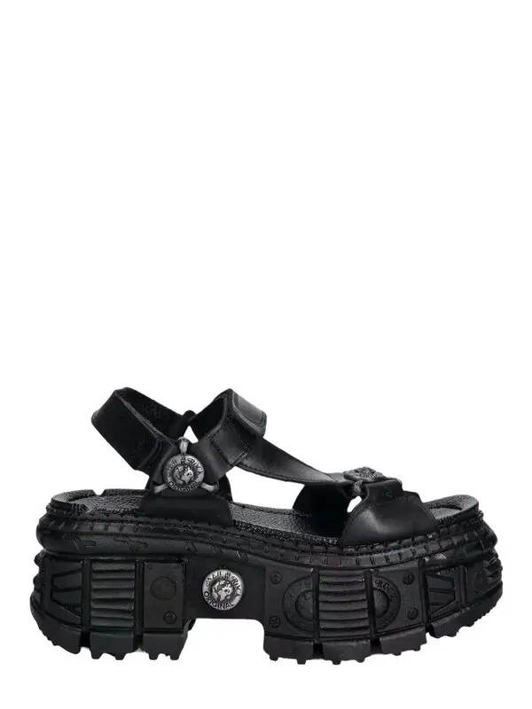 NEW ROCK M-bios130-c7 Platform Buckle Sandals - Black