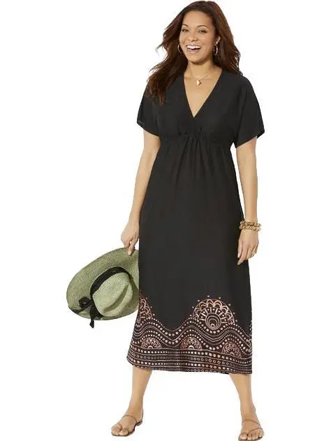 SWIMSUITS FOR ALL Kate V-neck Maxi Dress - Black
