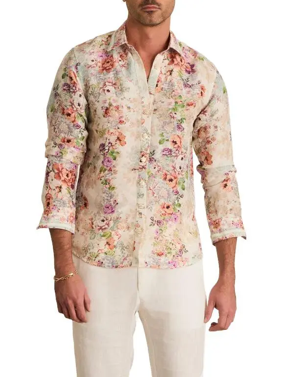 AQUA BLU AUSTRALIA Relaxed Fit Blake Shirt - White Floral Print
