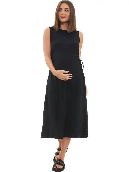 RIPE MATERNITY Carol Rib A-line Dress - Black