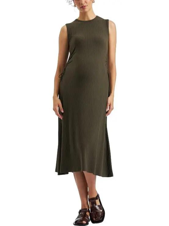 RIPE MATERNITY Carol Rib A-line Dress - Khaki
