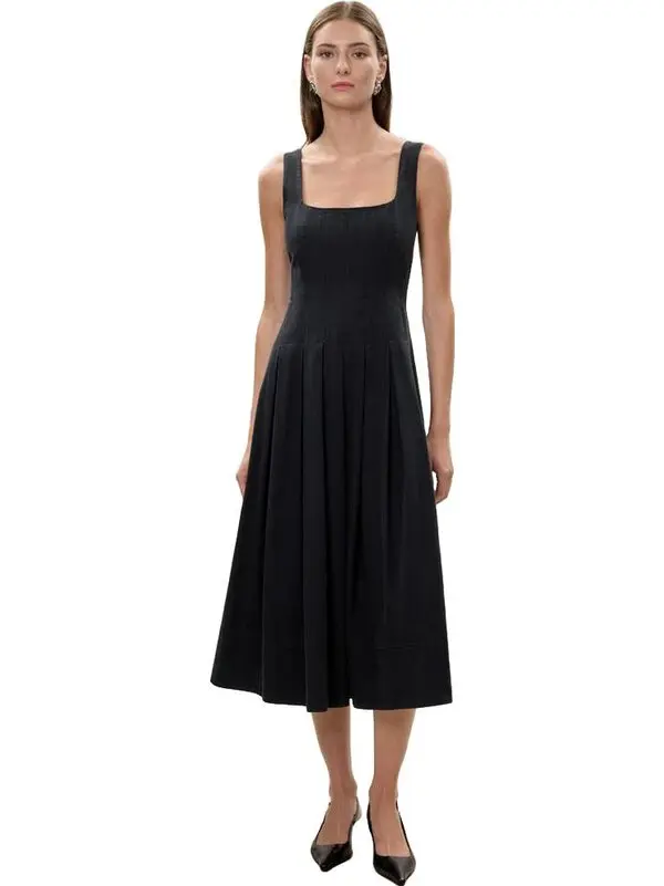 Rebecca Taylor Edith Garment-dyed Midi Dress - Black