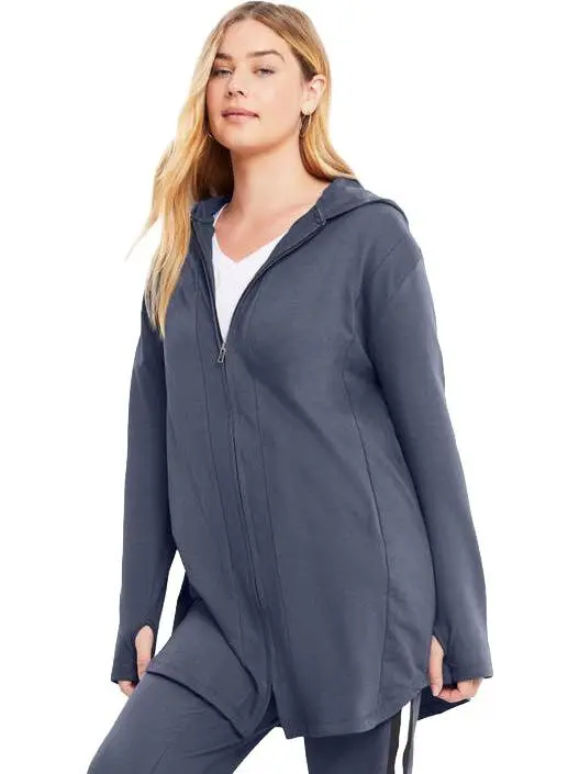 JUNE + VIE Zip-up French Terry Hoodie - Blue Haze