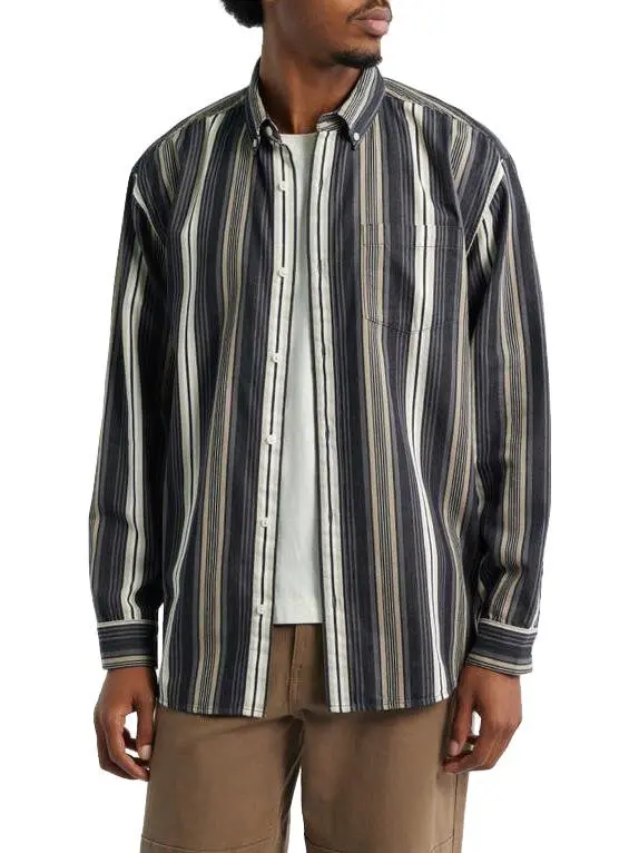 Bp. Stripe Cotton Button-down Shirt - Black Mixed Stripe