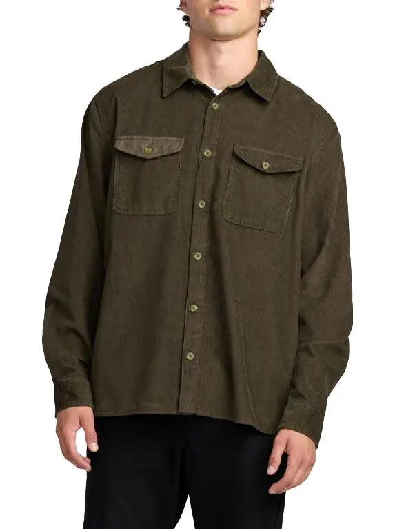 BILLABONG Austin Garage Corduroy Button-up Shirt - Chocolate