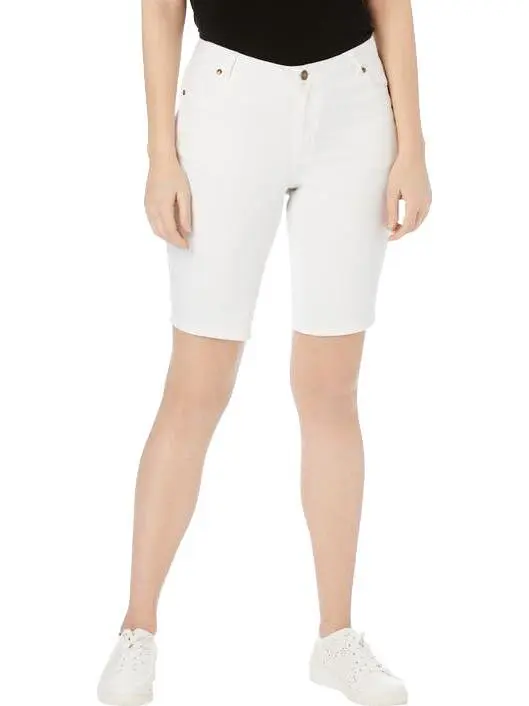 JESSICA LONDON Stretch Denim Bermuda Short - White