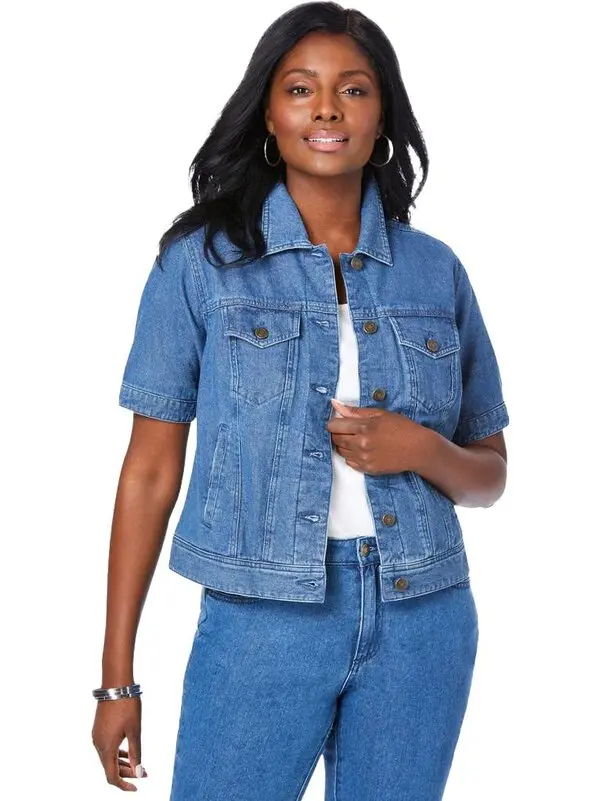 JESSICA LONDON Denim Short Sleeve Jacket - Medium Stonewash