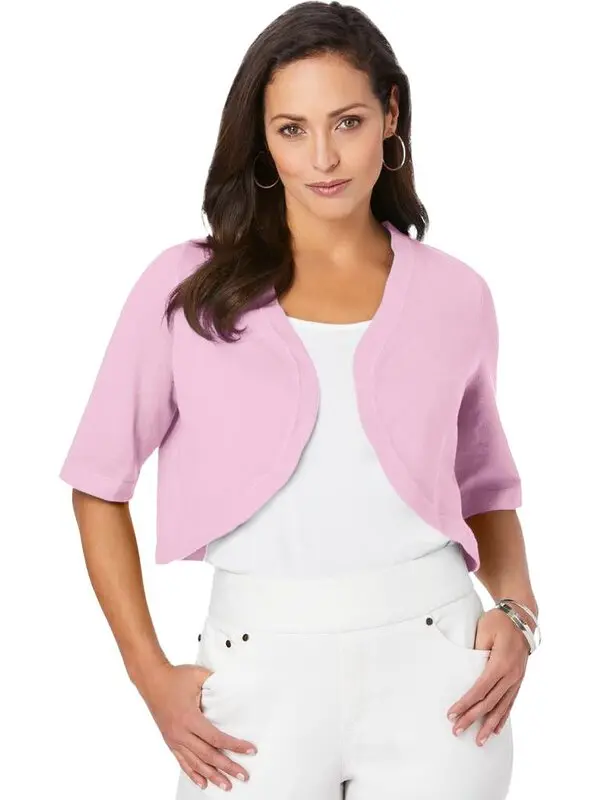 JESSICA LONDON Curved Hem Shrug - Pink