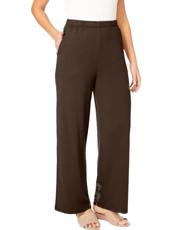 JESSICA LONDON Soft Ease Wide Leg Pant - Chocolate