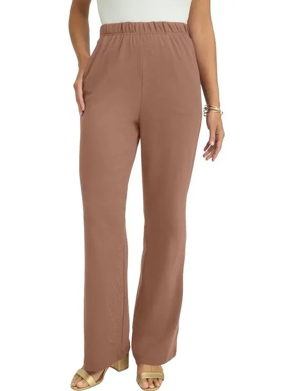 JESSICA LONDON Soft Ease Wide Leg Pant - Creamy Mocha