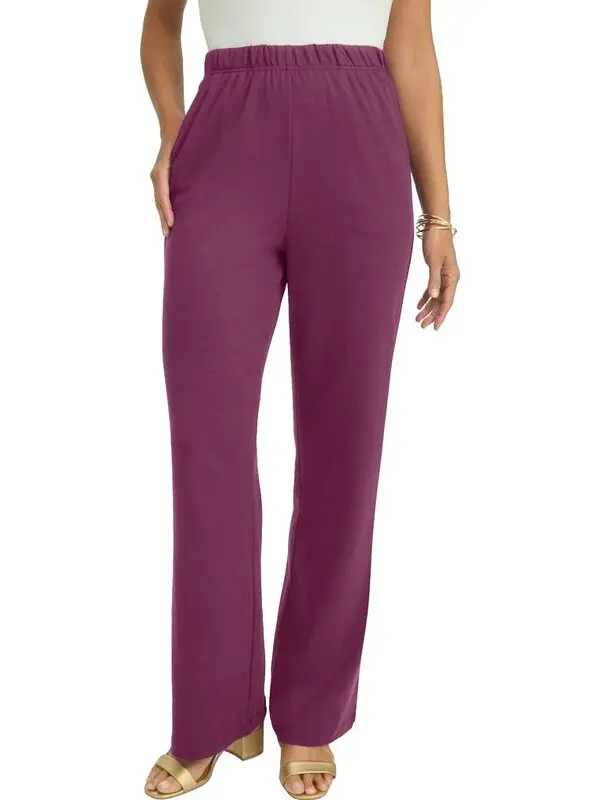 JESSICA LONDON Soft Ease Wide Leg Pant - Deep Claret