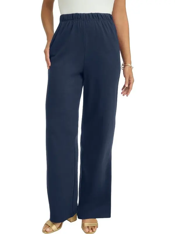 JESSICA LONDON Soft Ease Wide Leg Pant - Navy