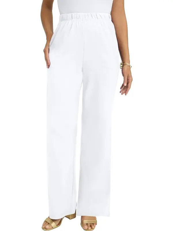JESSICA LONDON Soft Ease Wide Leg Pant - White