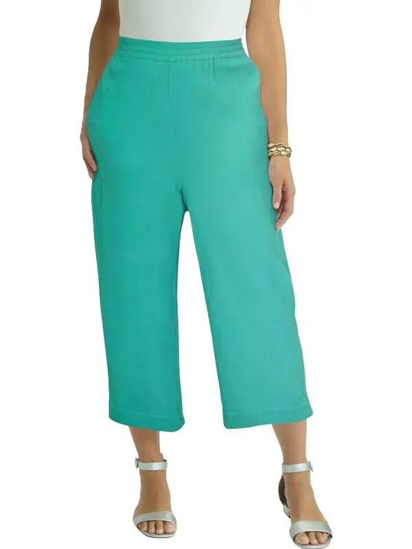 JESSICA LONDON Gauze Wide Leg Crop Pant - Aqua Sea