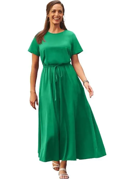 JESSICA LONDON Blouson Drawstring Maxi Dress - Kelly Green