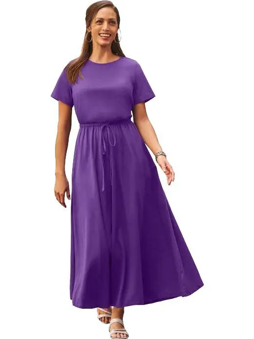 JESSICA LONDON Blouson Drawstring Maxi Dress - Purple Orchid