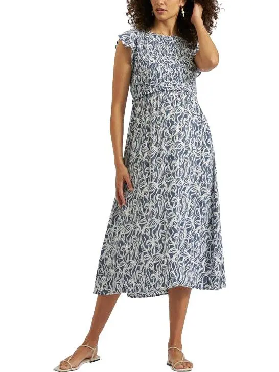 RIPE MATERNITY Edie Nursing Midi Dress - Washed Indigo/white