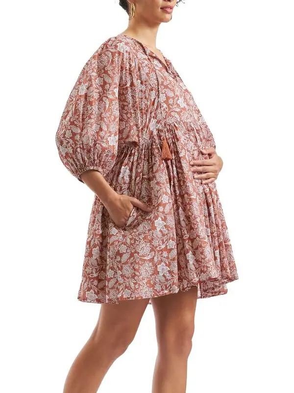RIPE MATERNITY Cali Nursing Mini Dress - Amber/white
