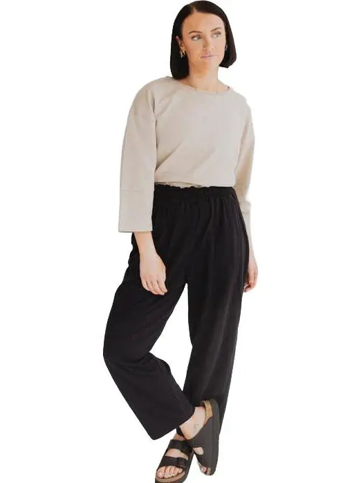 TURTLEDOVE LONDON Organic Cotton Barrel Leg Trousers - Black