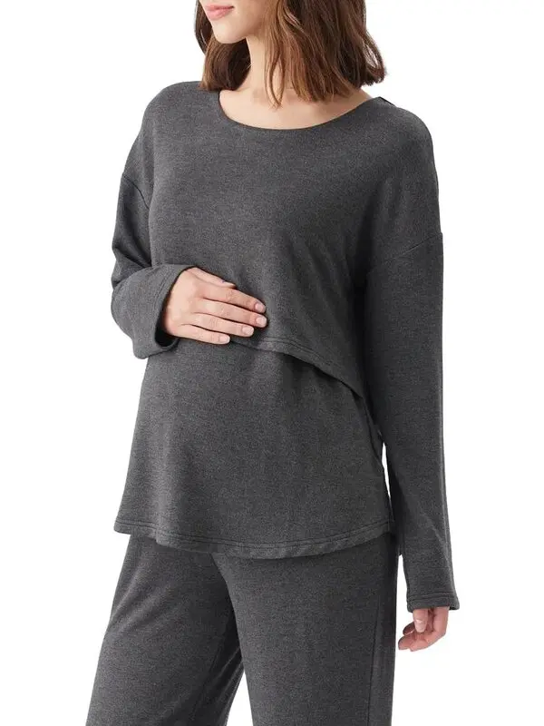 RIPE MATERNITY Nursing Top - Charcoal Marle