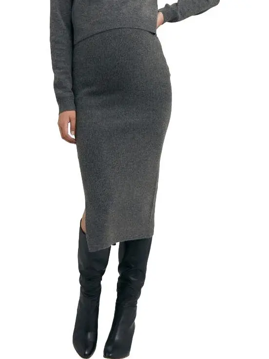 RIPE MATERNITY Dani Knit Maternity Skirt - Charcoal Marle